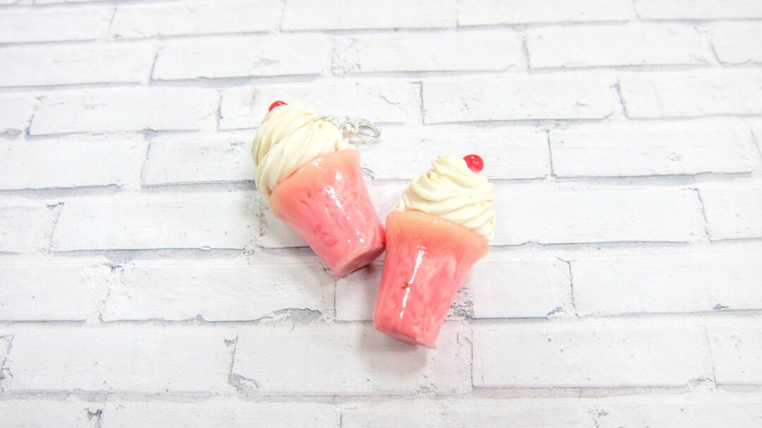 Strawberry Milkshake Charm // Polymer Clay Food // Miniature Food ...