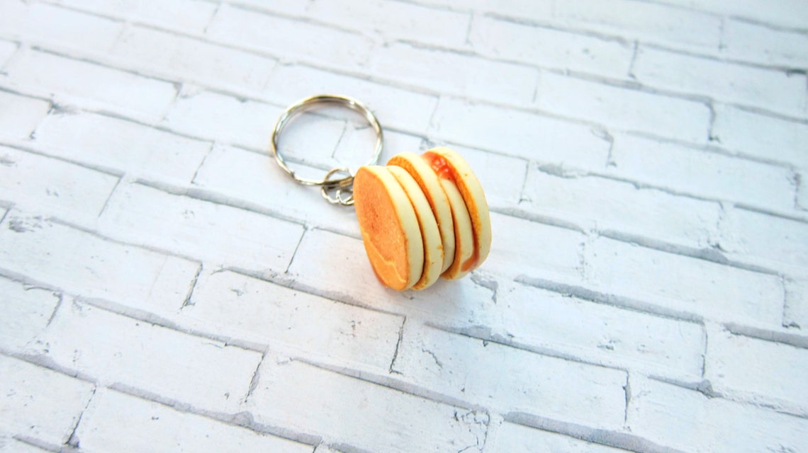 Pancake Keychain // Polymer Clay Food // Novelty Clay Statement Jewelry ...
