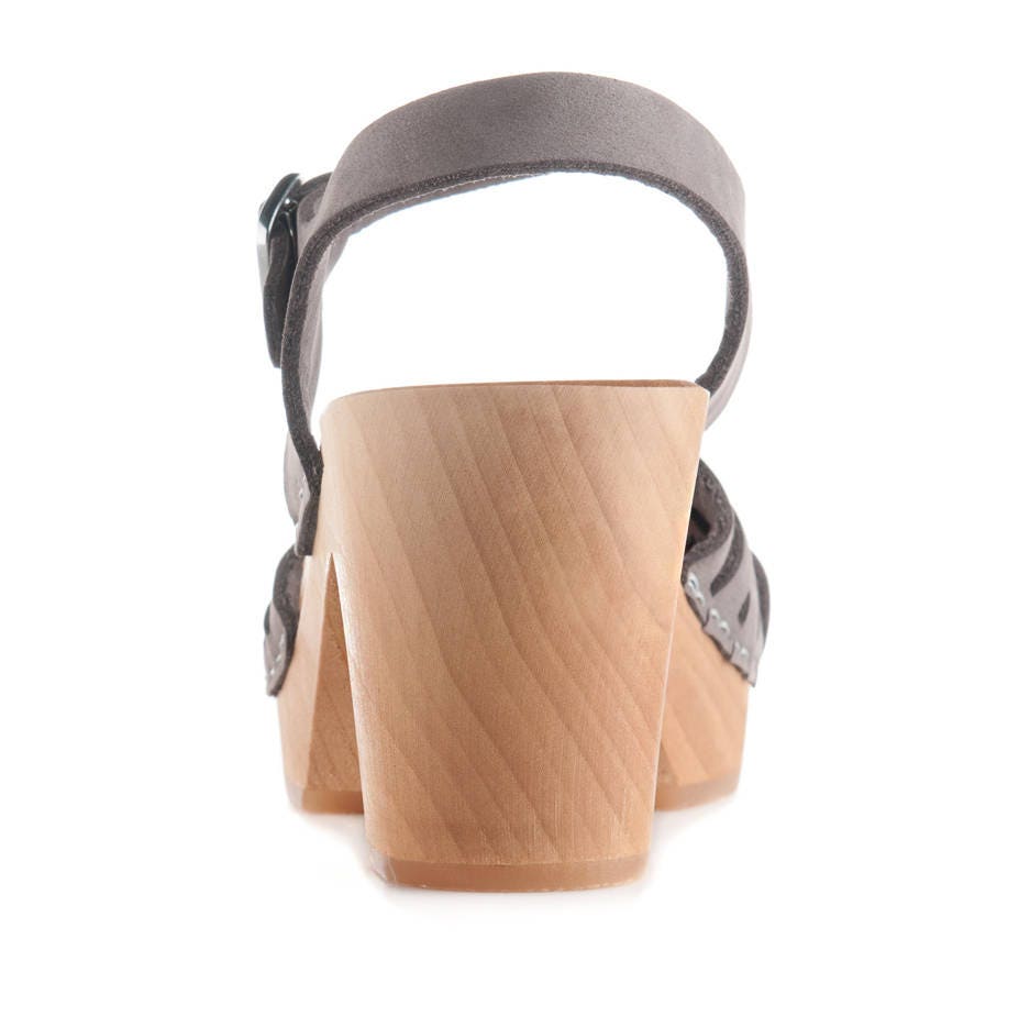 Gray leather clogs wooden Swedish Clogs mules for her boho | Etsy