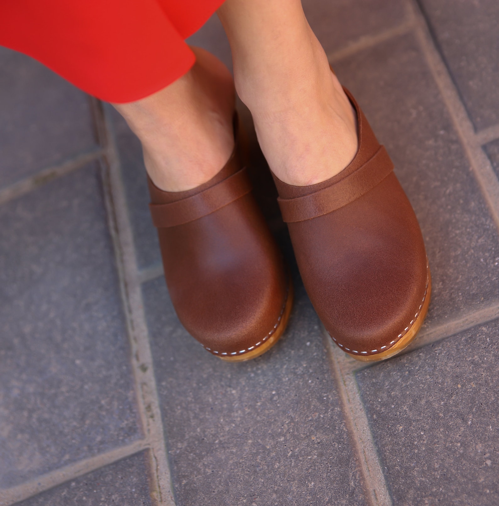 Brown Clog With Strap Vintage Look Wooden Swedish Clogs - Etsy