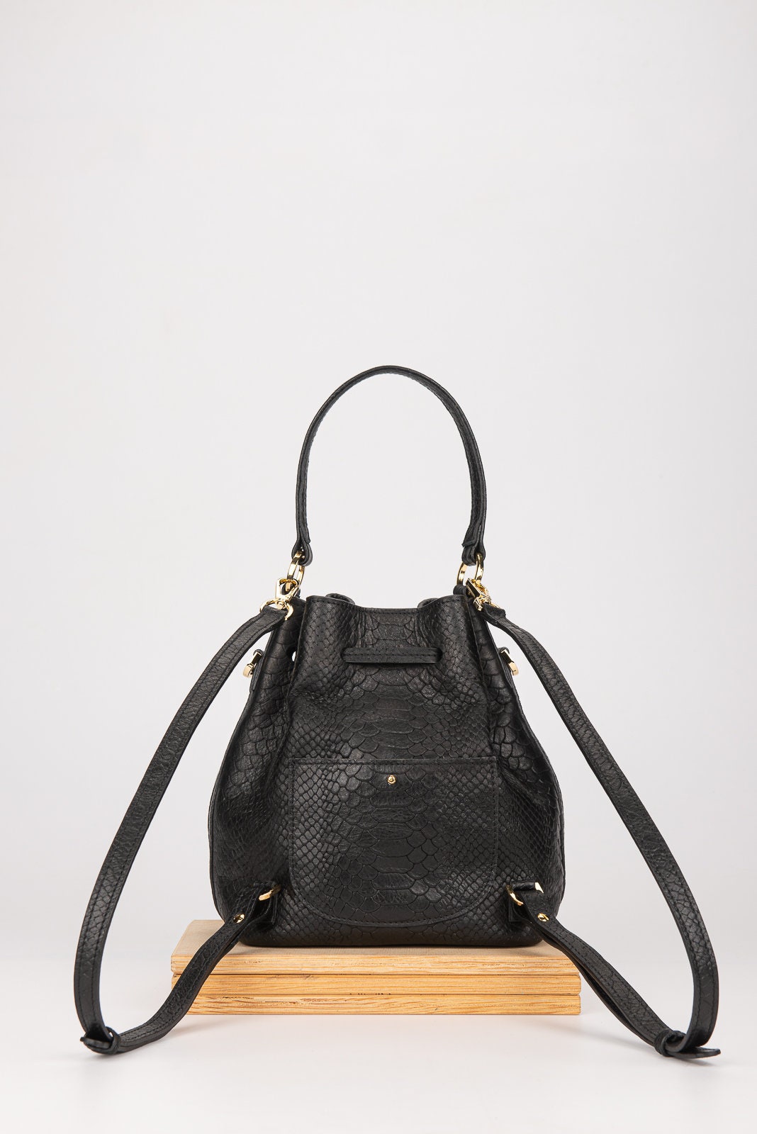 Mini Black Leather Bucket Bag Cute Handmade Shoulder Bag - Etsy