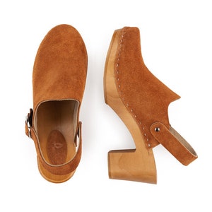 Nut Clogs With Strap and Buckle, Wooden Swedish Clogs, Slingback Shoes ...