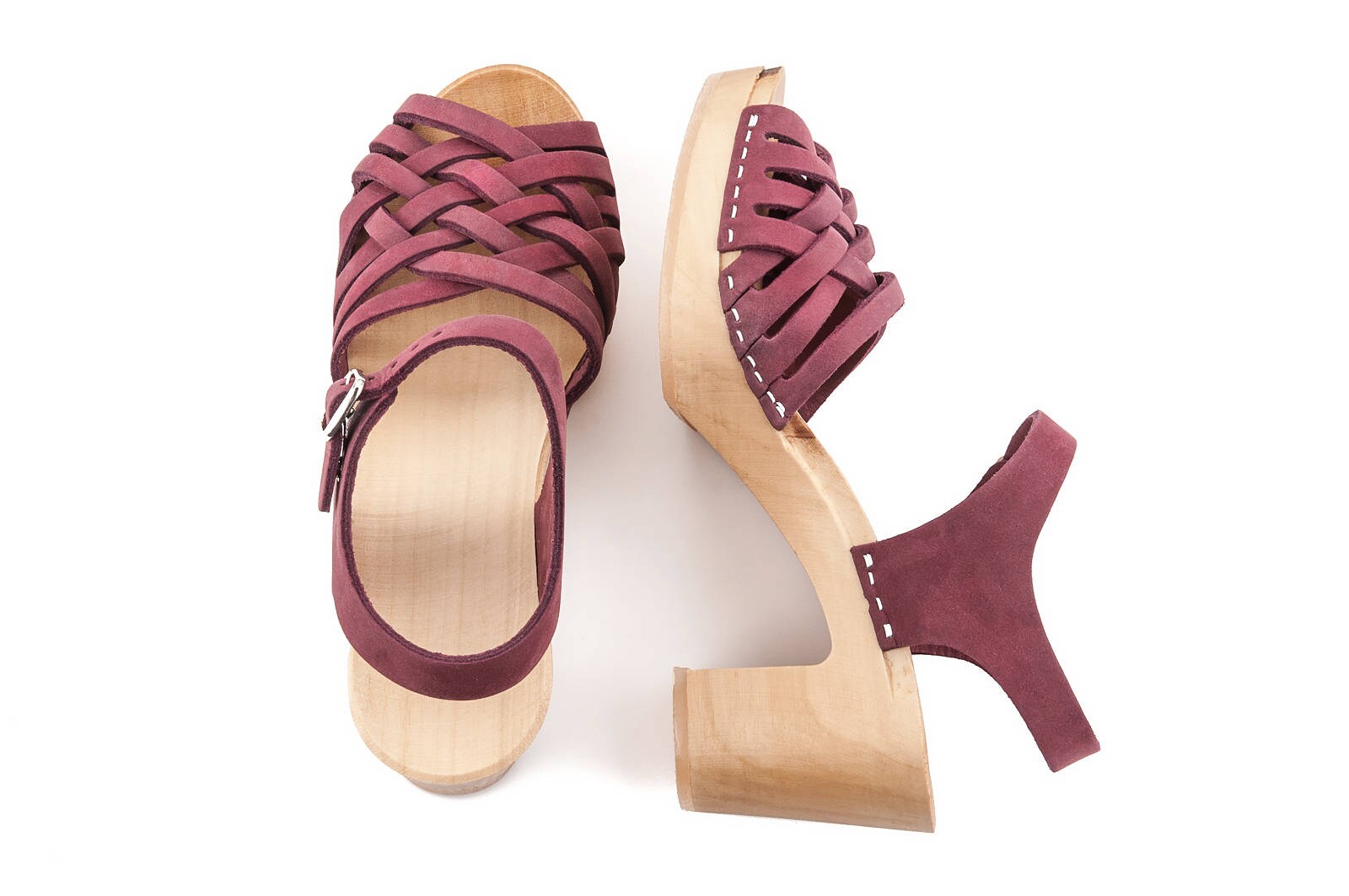 Purple Leather Clog Sandals Handmade Swedish Clogs Summer | Etsy