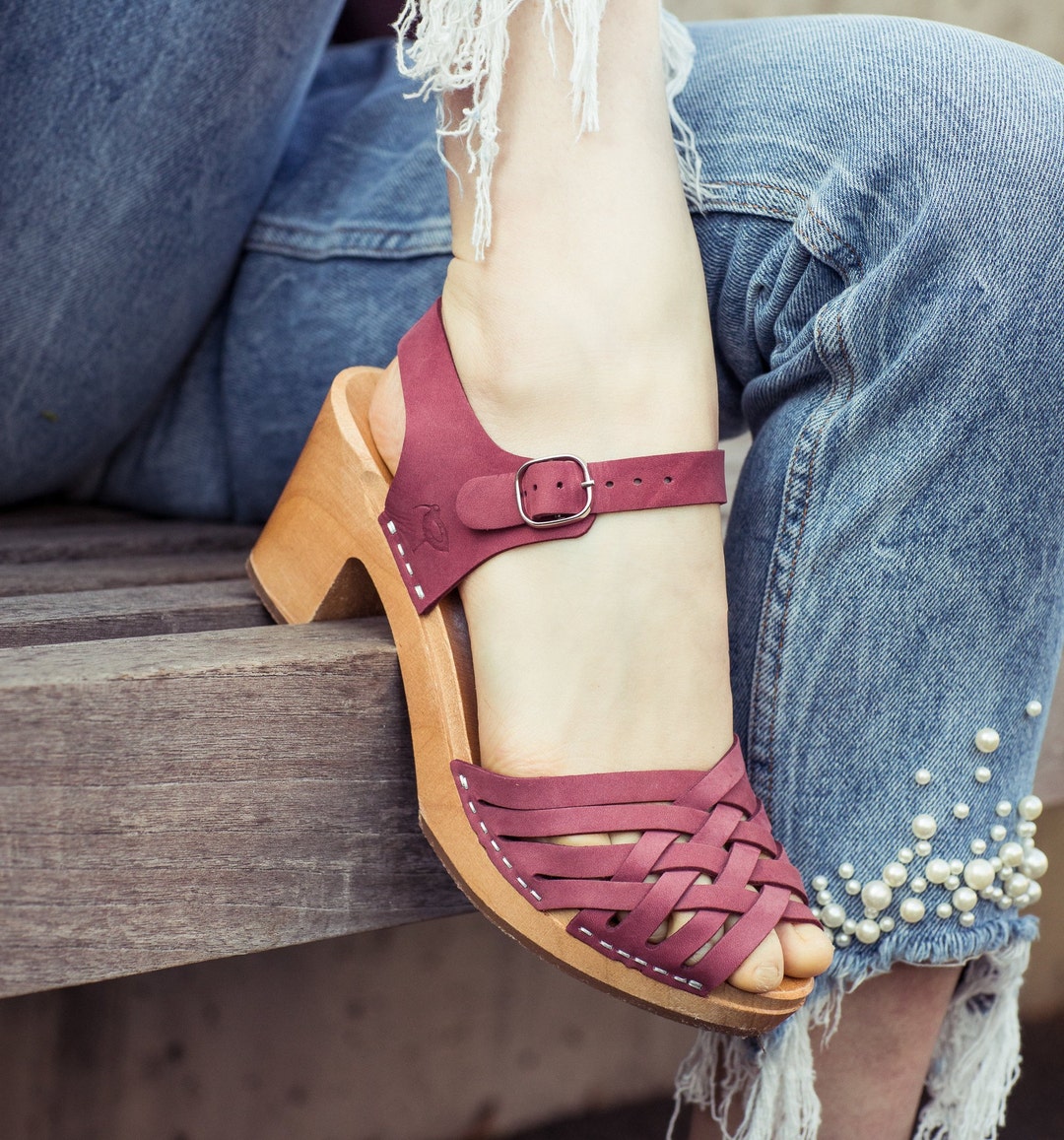 Pink Clogs by Kulikstyle, Swedish Clogs, Leather Mules, Clog Sandals ...