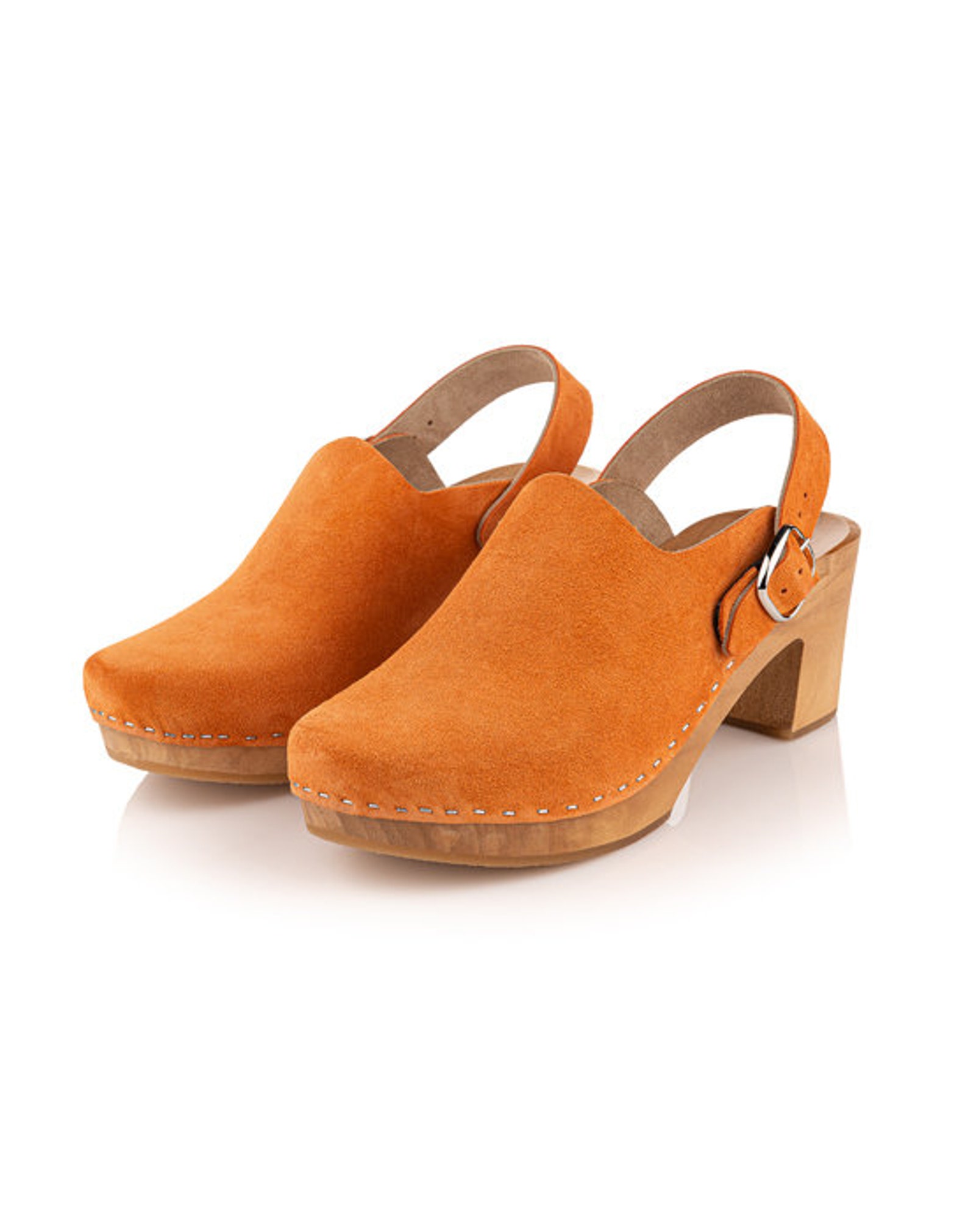 Leather Clogs By Kulikstyle Swedish Clogs Orange Leather Etsy