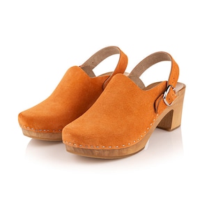 Leather Clogs by Kulikstyle | Swedish Clogs | Orange Leather Shoes ...
