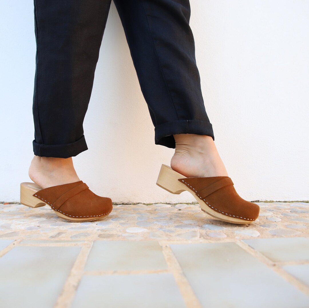 Low Heel Shoes Clogs Made by Kulikstyle, Beige Leather Wooden Boho ...