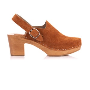 Nut Clogs With Strap and Buckle, Wooden Swedish Clogs, Slingback Shoes ...
