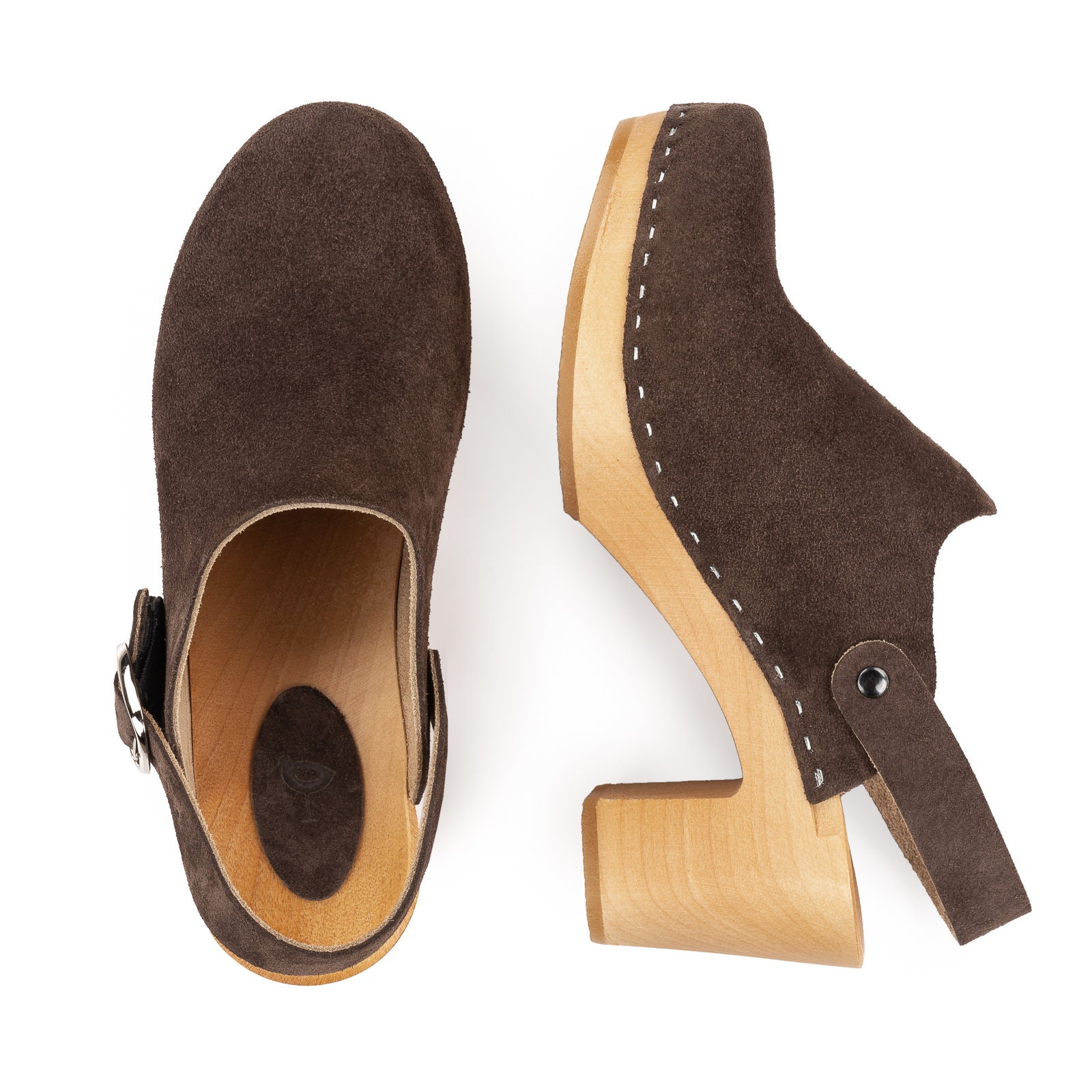 Brown Clog Sandals With Strap Wooden Swedish Clogs Handmade - Etsy UK