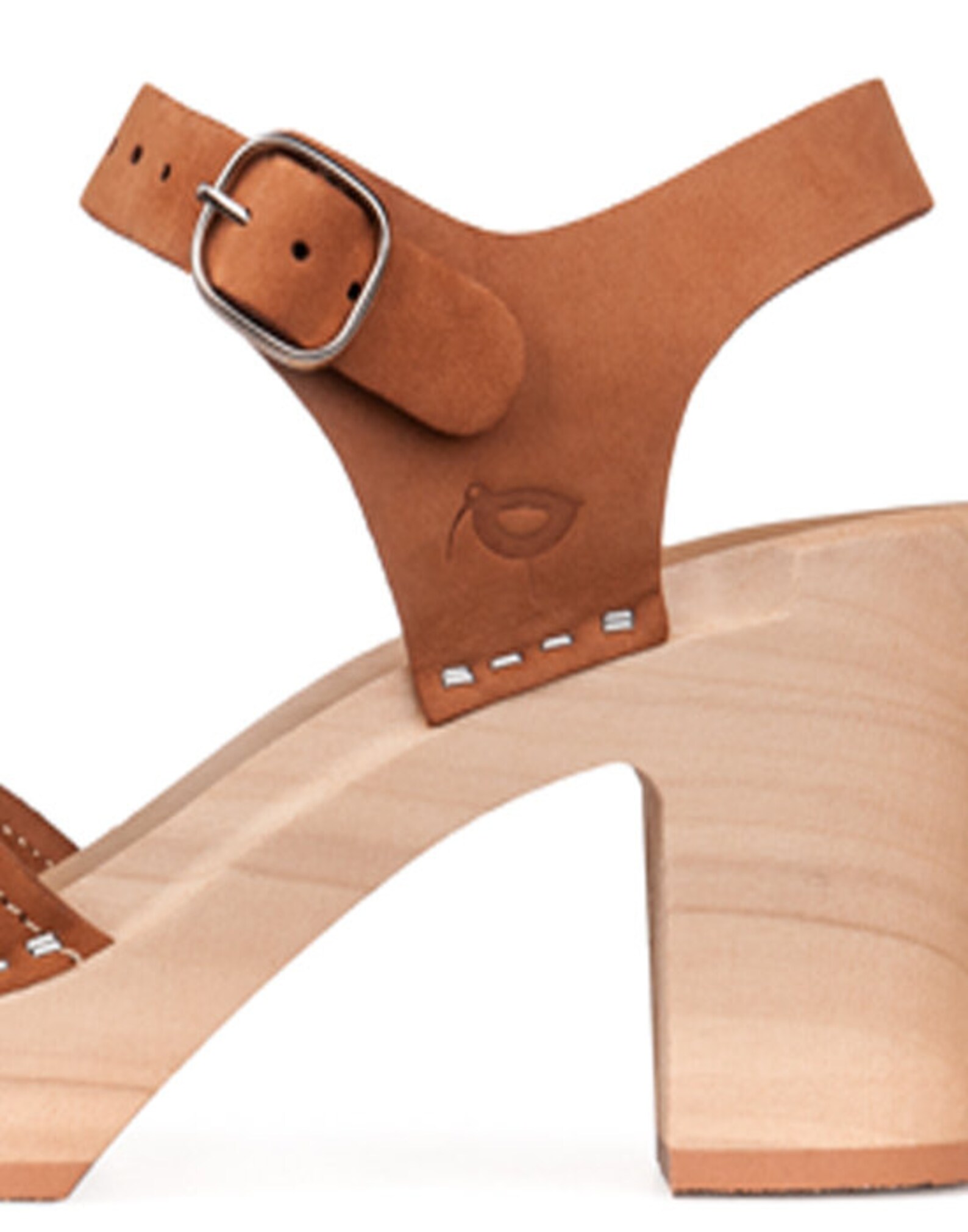 Brown Leather Clogs With Straps, Boho Wooden Clogs, High Heel Swedish ...