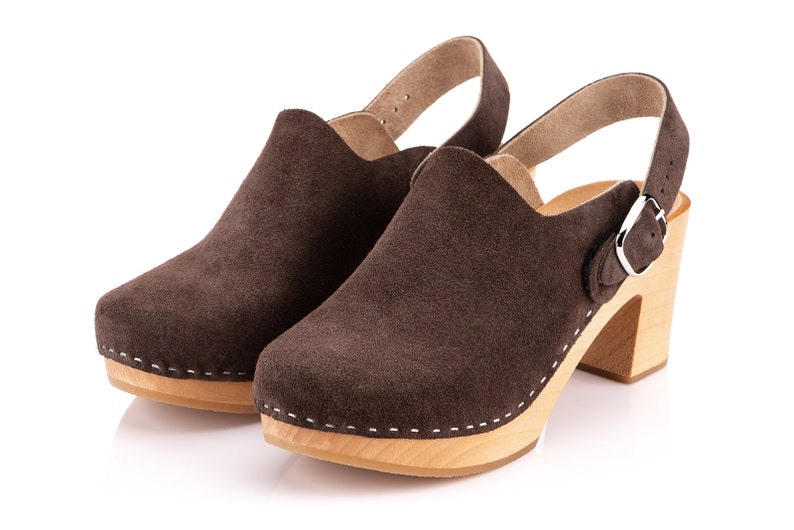 Leather Shoes With Strap Wooden Swedish Clogs Handmade - Etsy