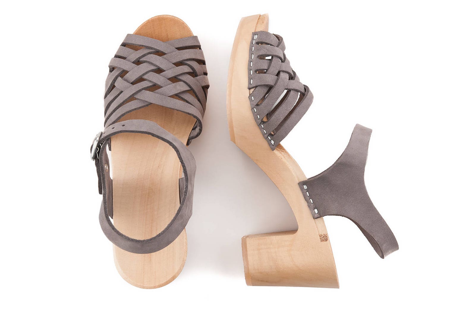 Gray Leather Clogs, Wooden Swedish Clogs, Mules for Her, Boho Sandals ...