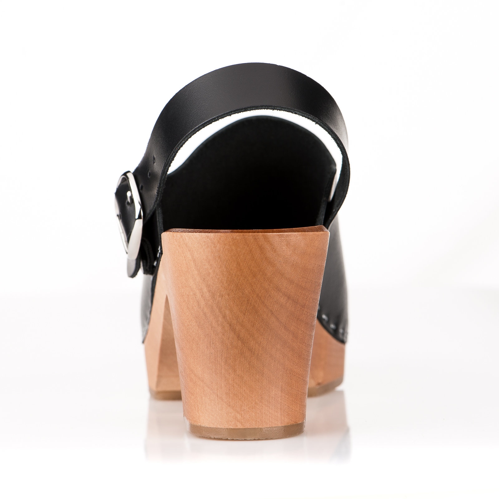 Black Leather Wooden Clogs With Clips Swedish Clogs Shoes - Etsy