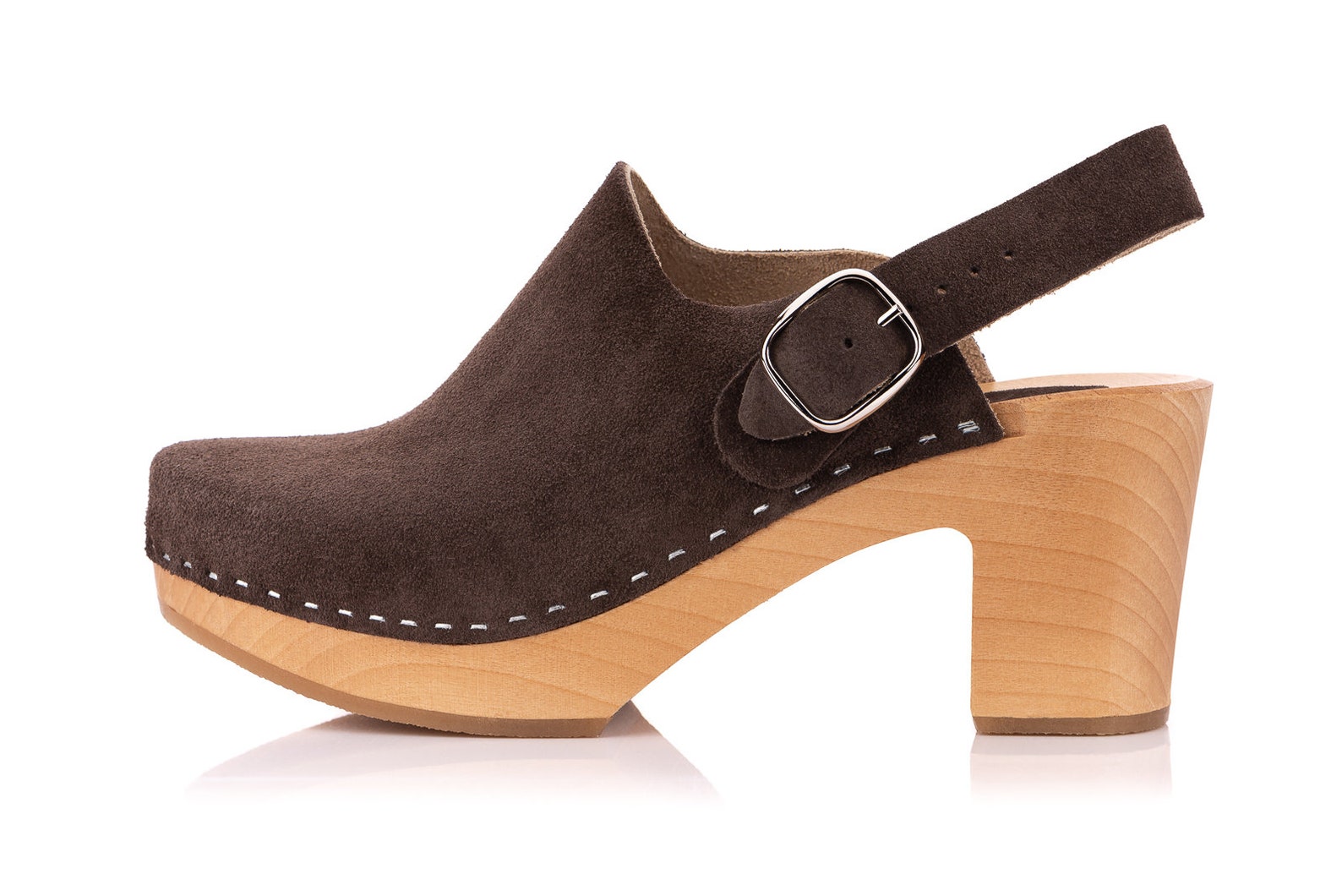 Brown Clog Sandals With Strap Wooden Swedish Clogs Handmade - Etsy UK