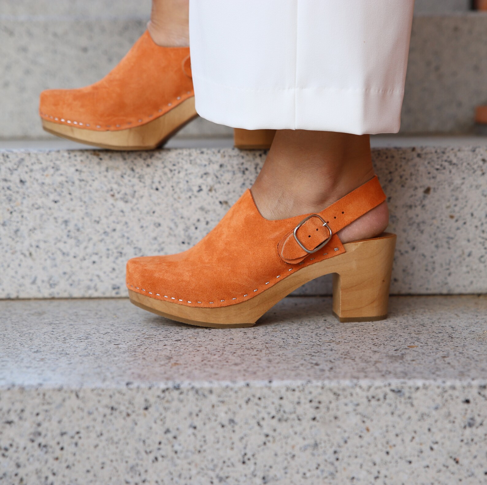 Leather Clogs by Kulikstyle Swedish Clogs Orange Leather | Etsy