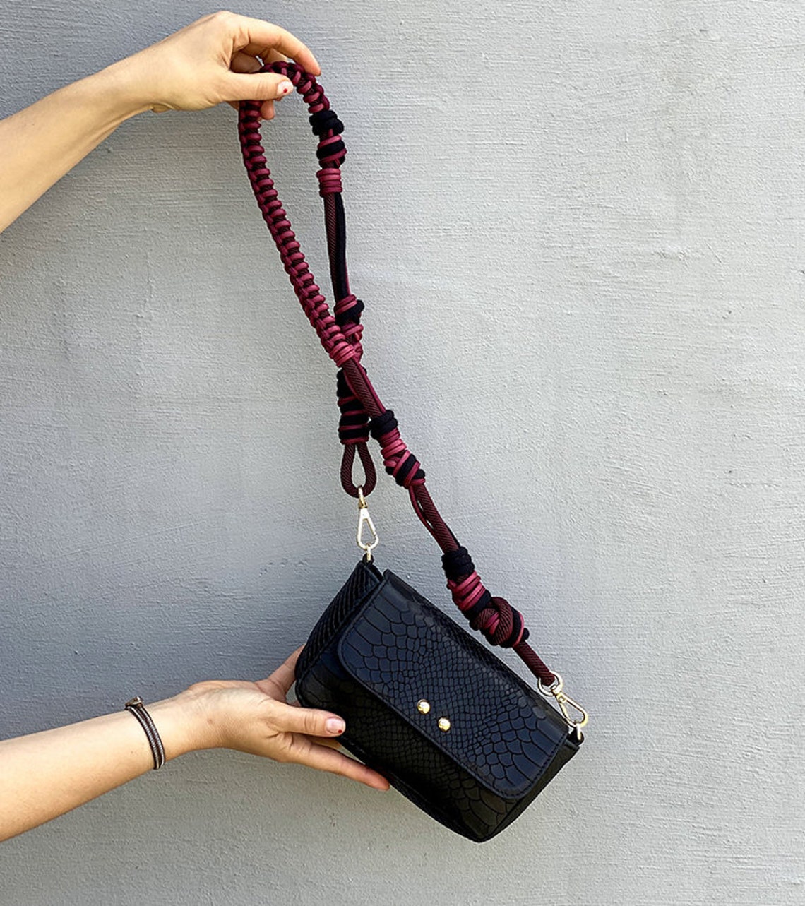 Crossbody Hand-woven Purse Strap With Gold Accessories - Etsy