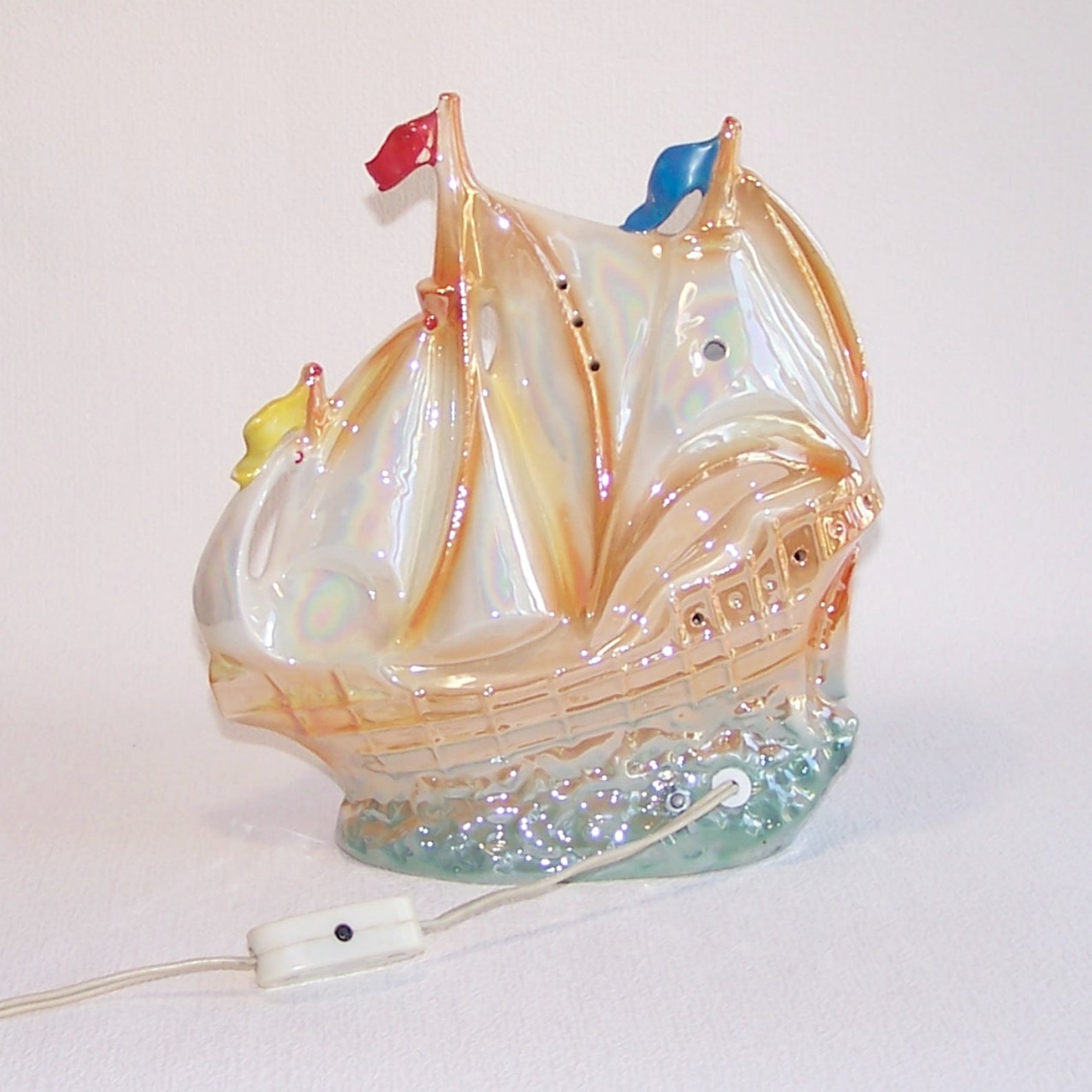 Ship Lamp. Electric Aroma Lamp. Sailing Ship. Vintage Porcelain Lamp ...