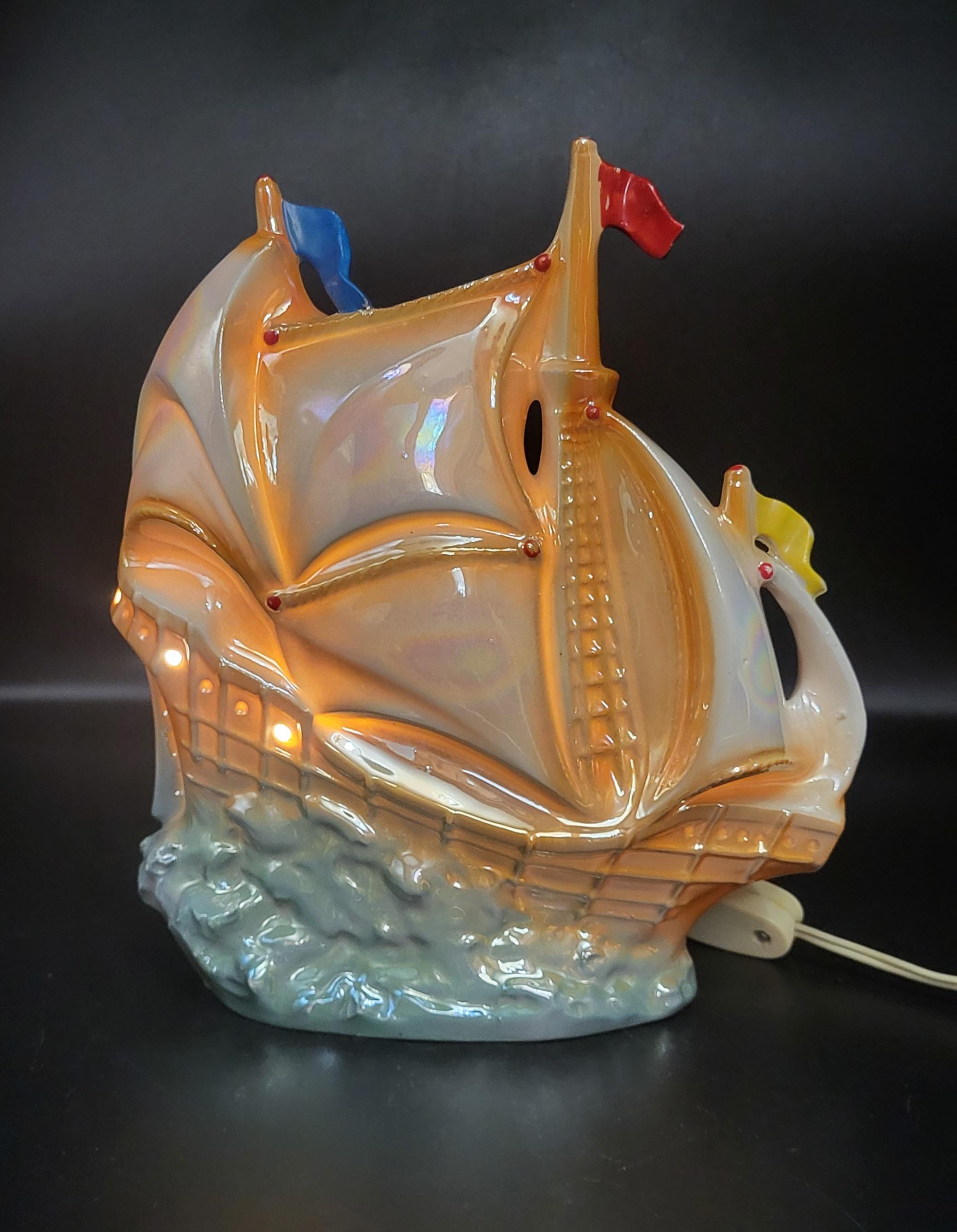 Ship Lamp. Electric Aroma Lamp. Sailing Ship. Vintage Porcelain Lamp ...