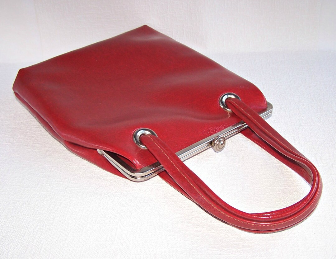 Vintage Red Faux Leather Handbag Made in USSR. UNUSED Women's Top ...