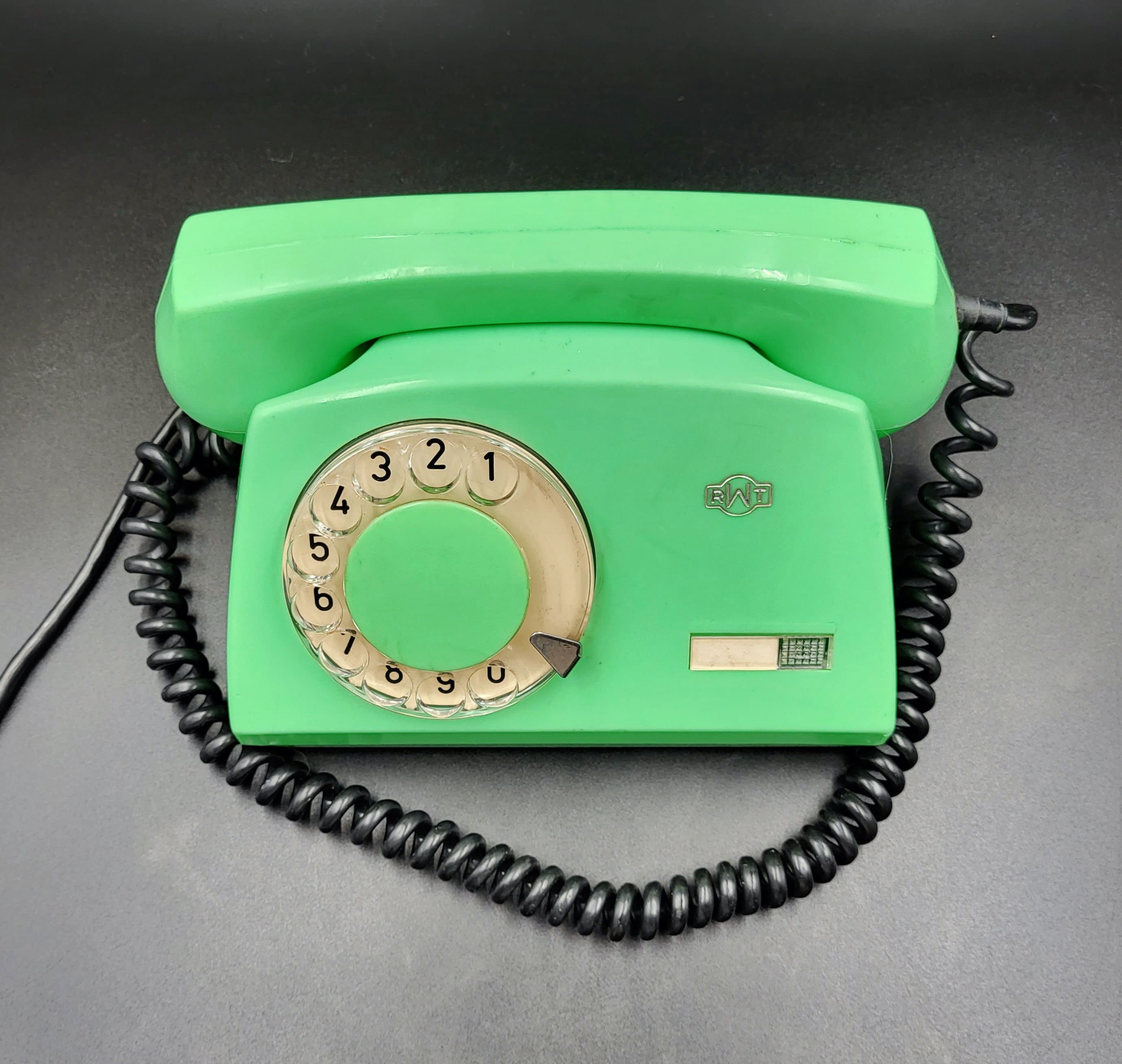 Landline Rotary Phone. Turquoise Green telkom Phone. Vintage Soviet ...