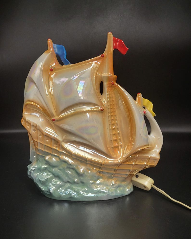 Ship Lamp. Electric Aroma Lamp. Sailing Ship. Vintage Porcelain Lamp ...