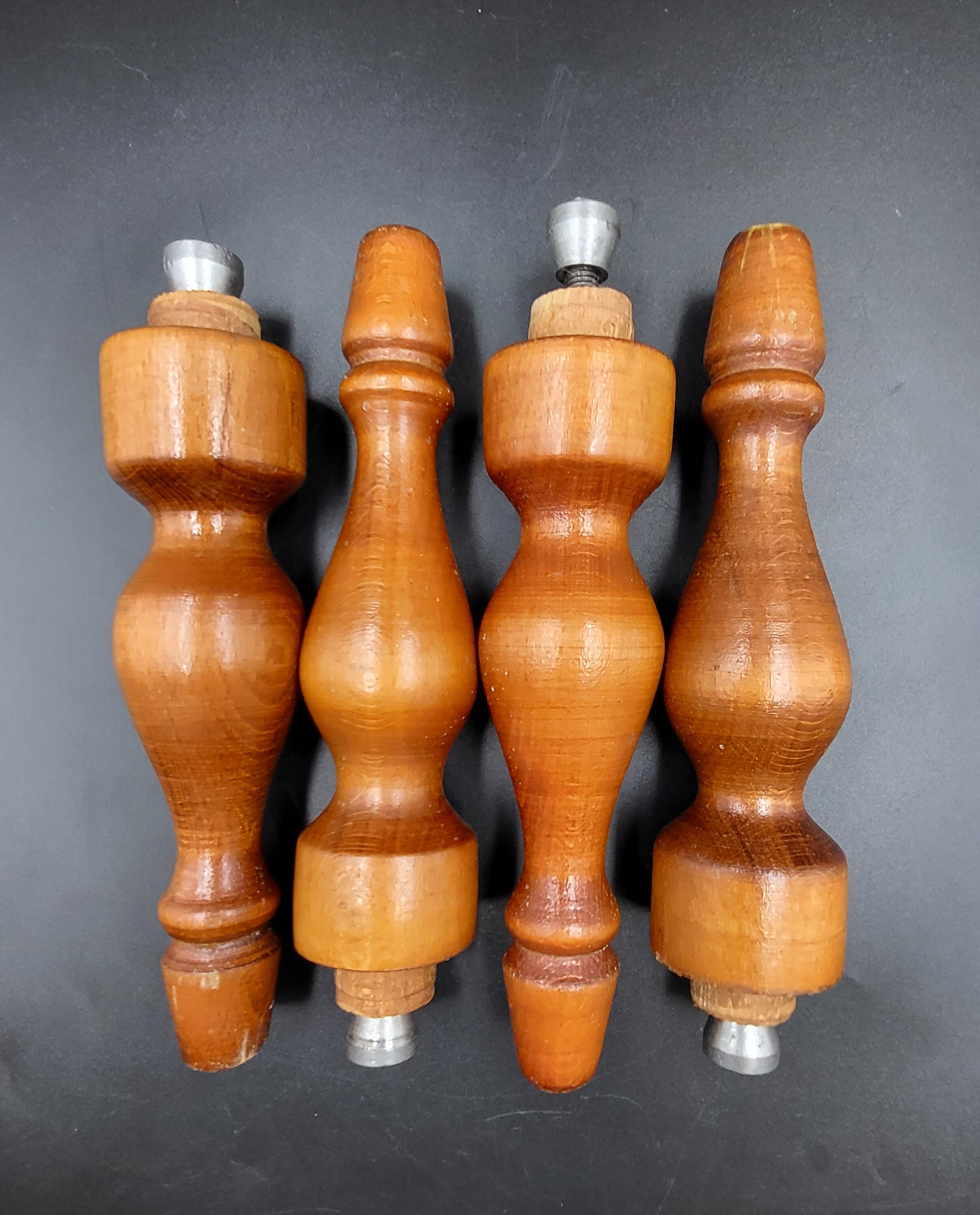 Vintage Furniture Legs Made of Wood. Set of 4 Old Wooden Legs. Ornately ...