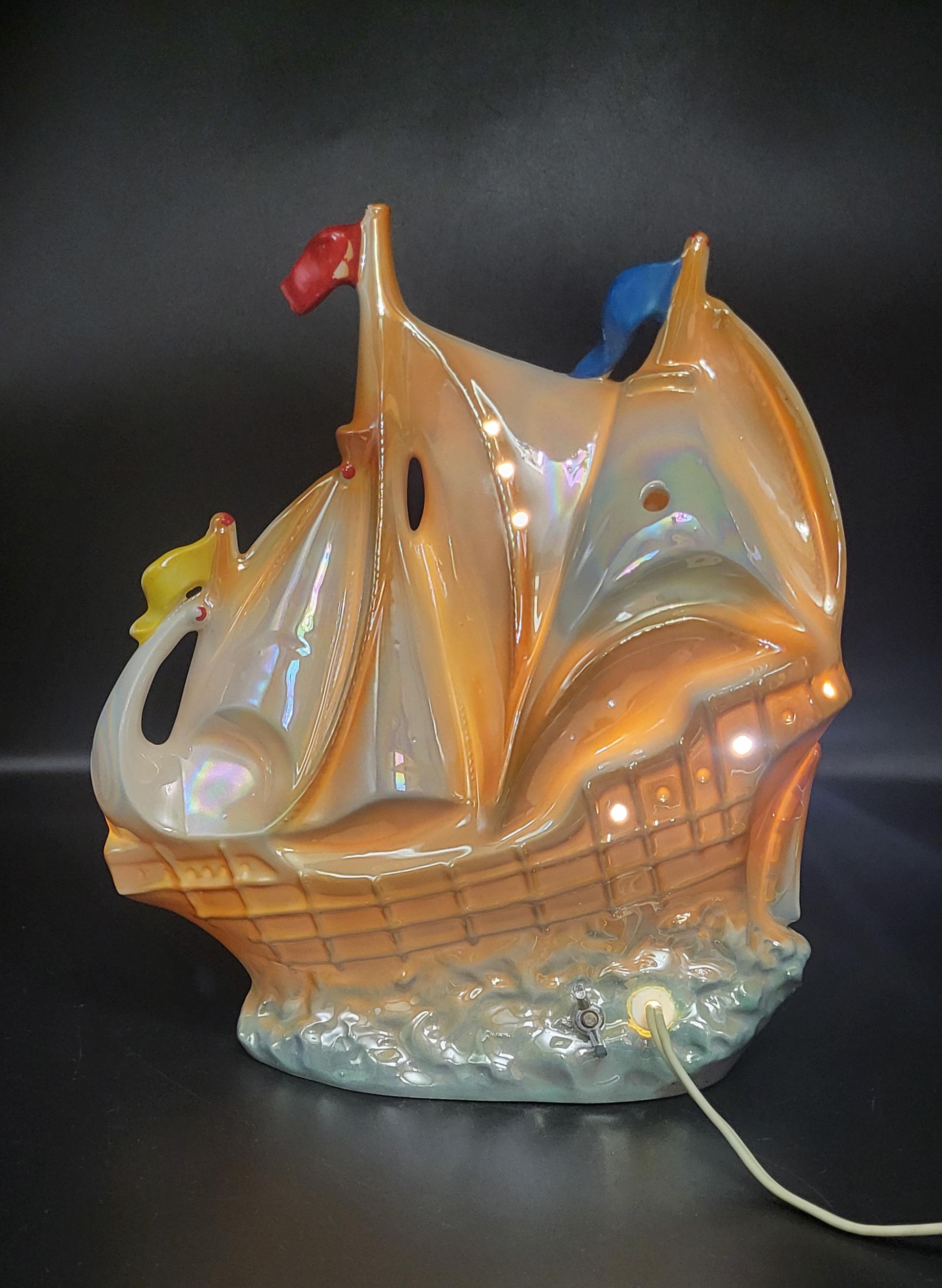 Ship Lamp. Electric Aroma Lamp. Sailing Ship. Vintage Porcelain Lamp ...