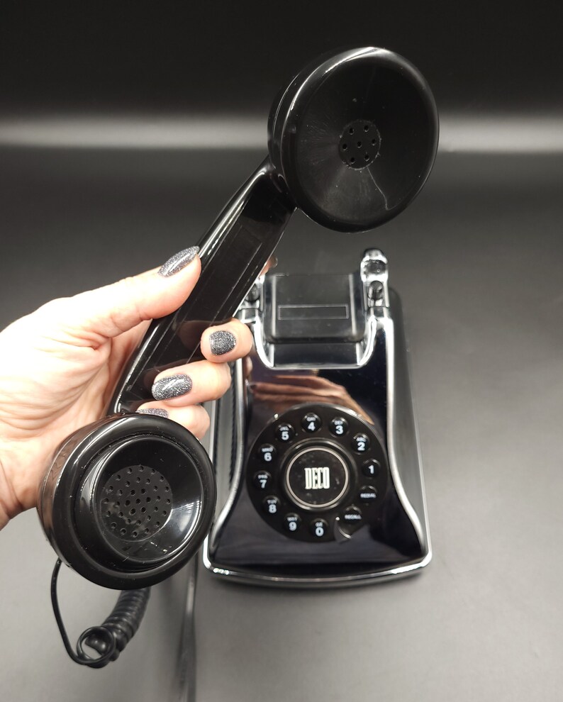 Vintage Style Phone. Chrome/black Land-line Lazerbuilt Mybelle Deco ...