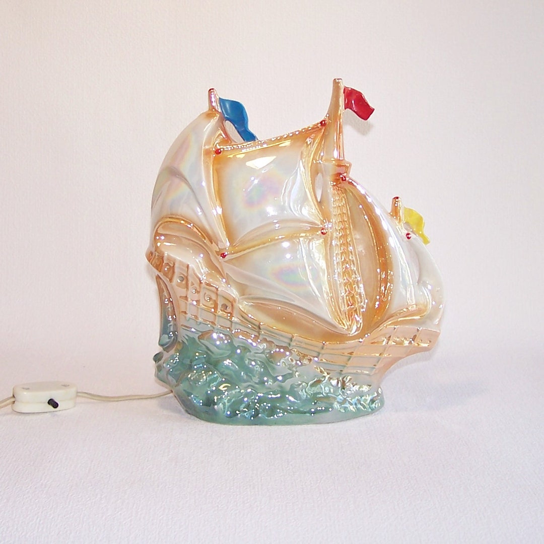 Ship Lamp. Electric Aroma Lamp. Sailing Ship. Vintage Porcelain Lamp ...