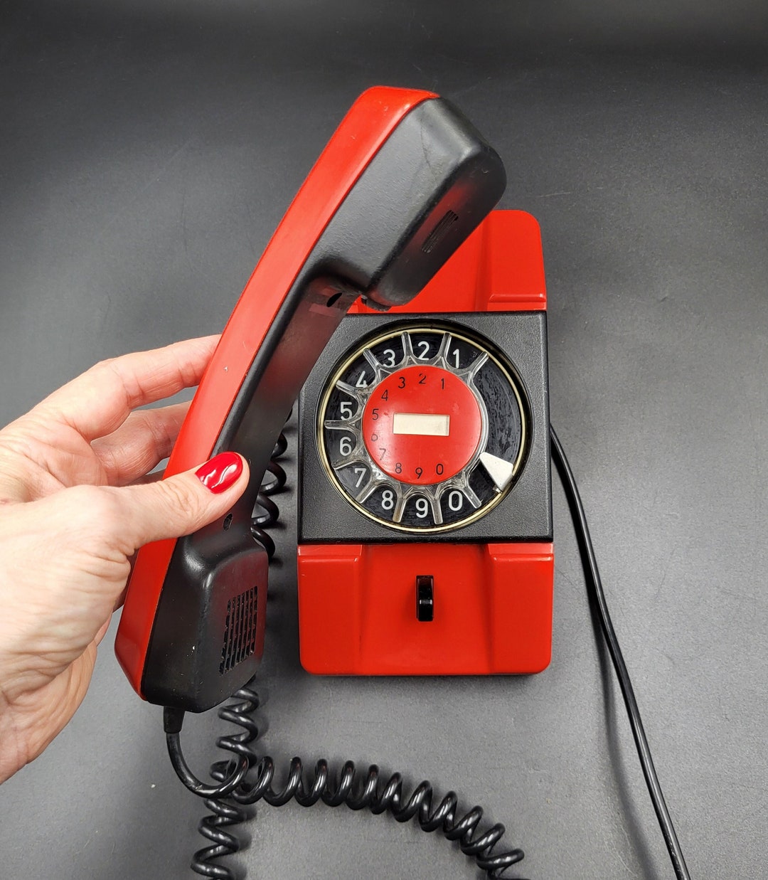 Landline Rotary Phone. Vintage Scarlet Red "telkom" Phone Made in ...