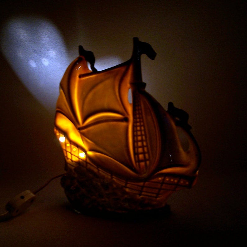 Ship Lamp. Electric Aroma Lamp. Sailing Ship. Vintage Porcelain Lamp ...