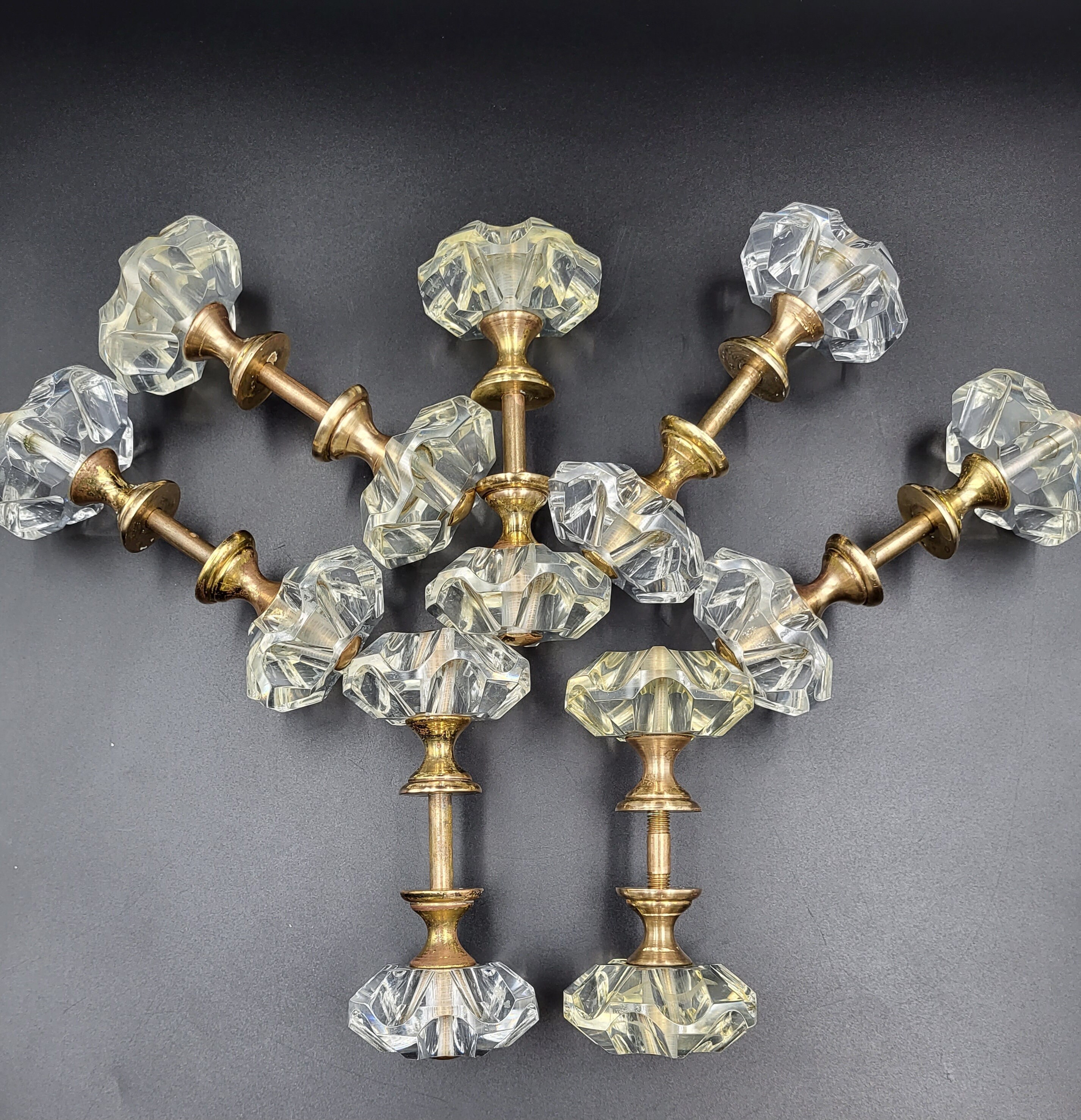 Vintage Door Handles. Set for 7 Doors. Brass Door Pulls With Acrylic ...