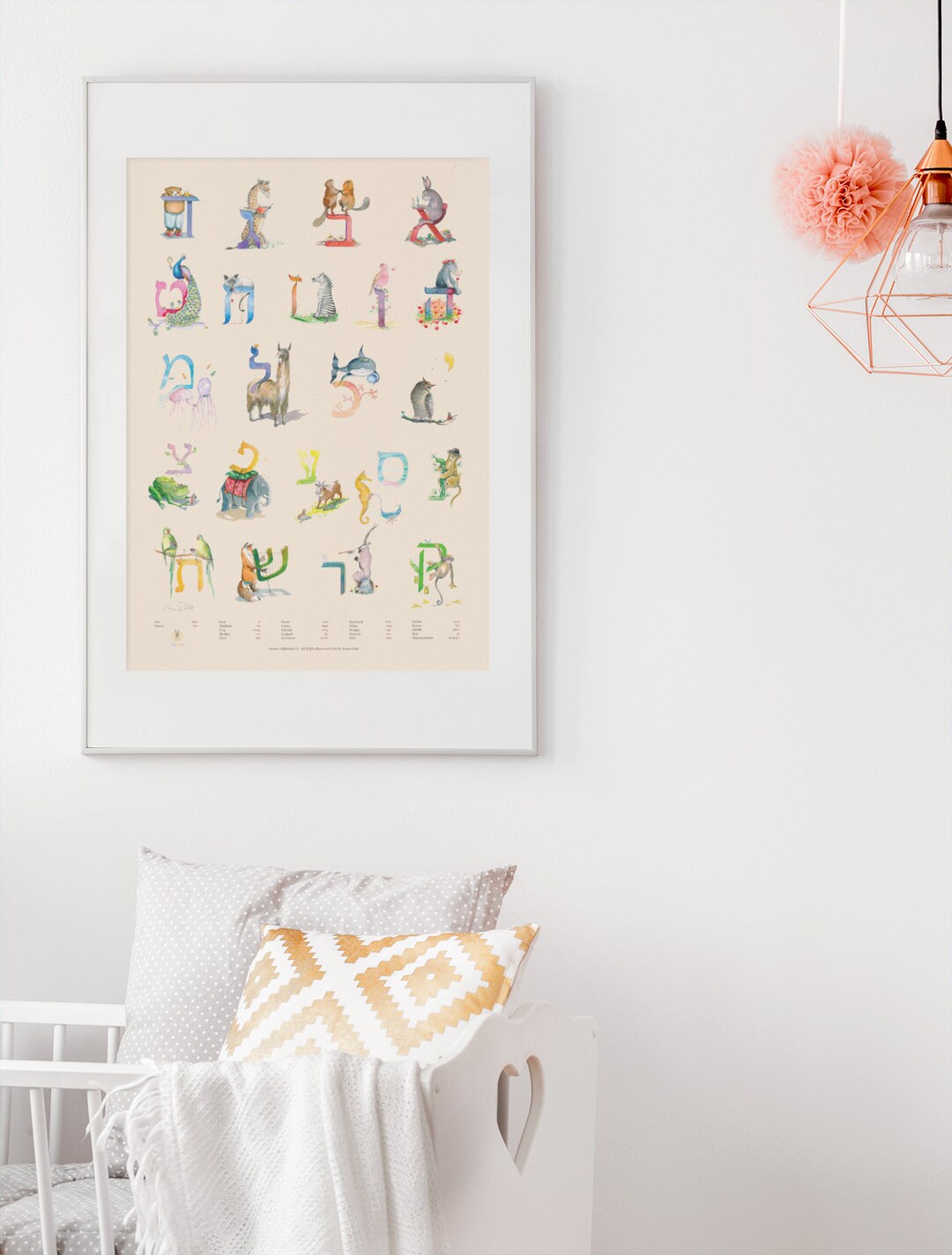 Hebrew Letters Poster, Free Shipping, Aleph Bet Animals, Alphabet ...