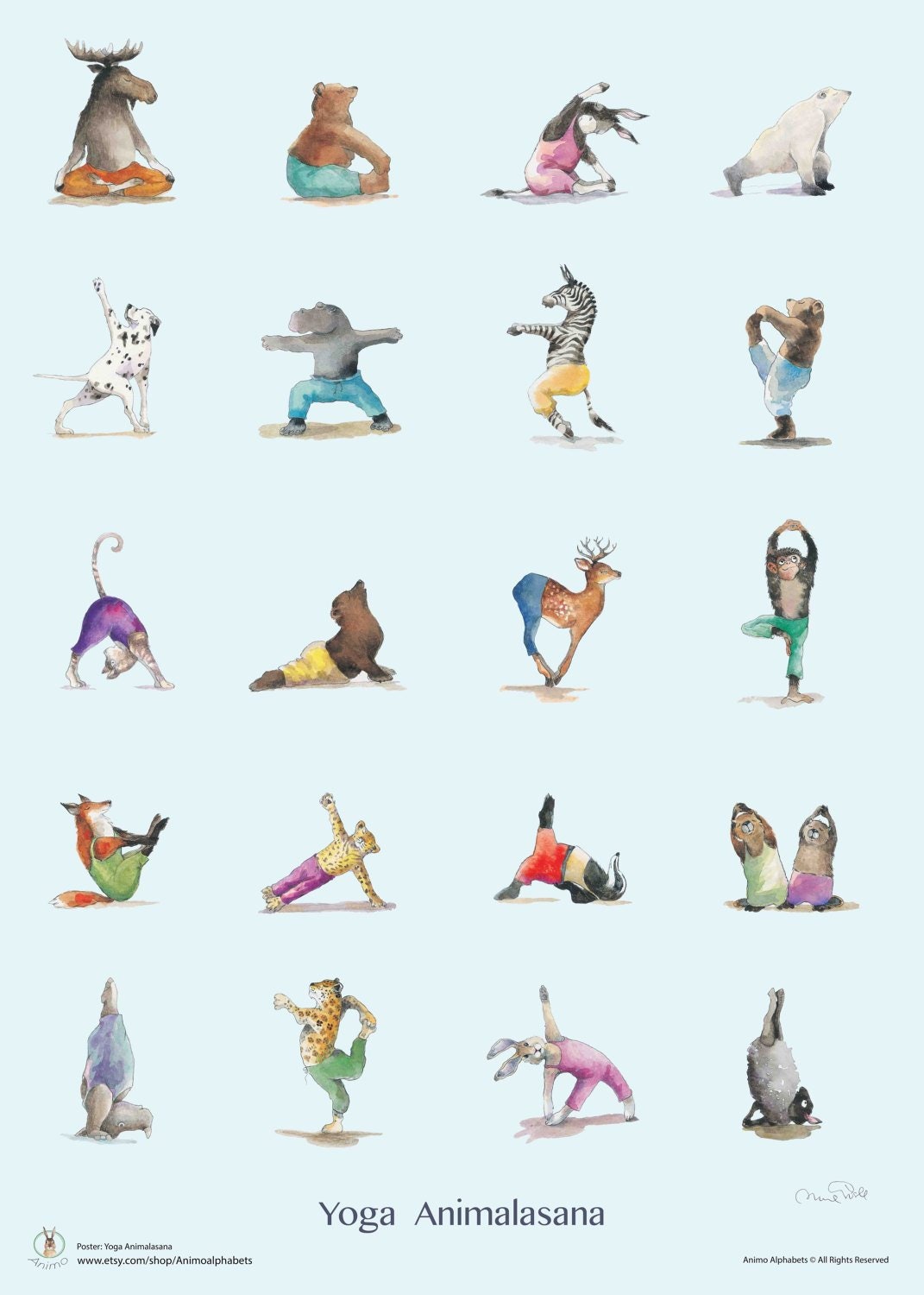 Yoga Positions Poster, Free Shippin, Yoga Asana, Animal Asana, Animals ...