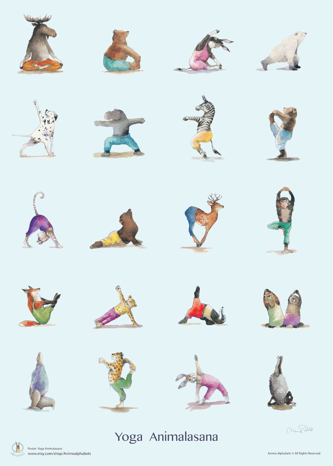 Digital Download Yoga Positions Poster Yoga Animalsana - Etsy