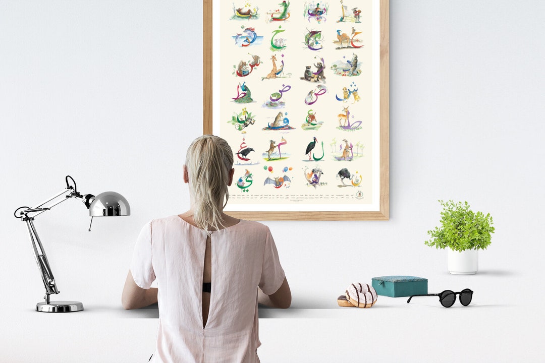 Arabic Letters Poster, Free Shipping Alphabet Poster, Nursery Wall Art ...