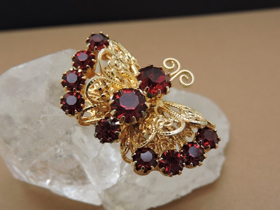 Butterfly Red Rhinestone Pin - Gem