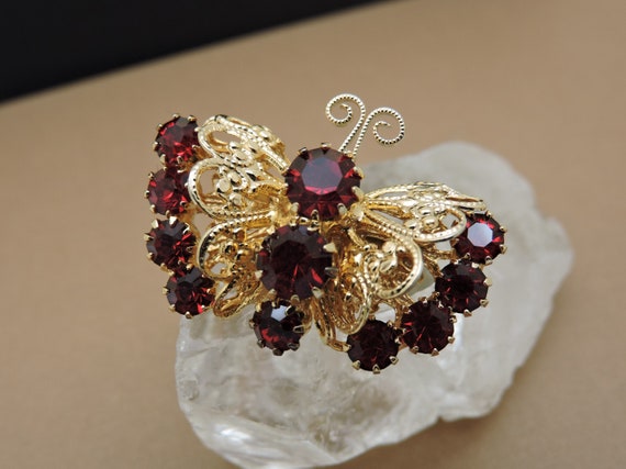 Butterfly Red Rhinestone Pin - Gem