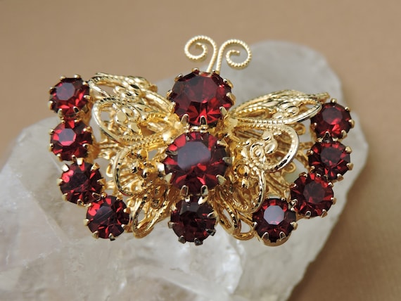 Butterfly Red Rhinestone Pin - Gem