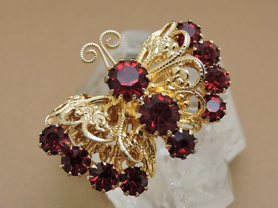 Butterfly Red Rhinestone Pin - Gem