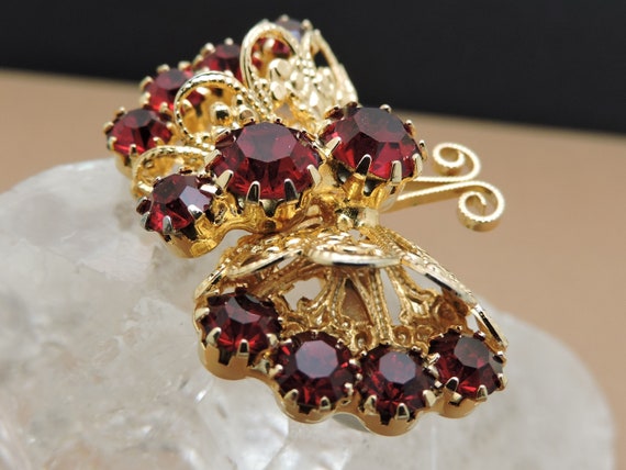 Butterfly Red Rhinestone Pin - Gem