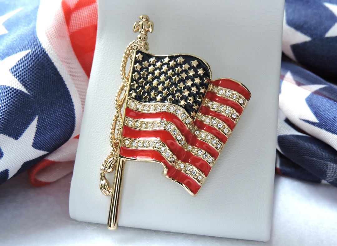 Patriotic Monet Flag Enamel Pin USA FE - Etsy