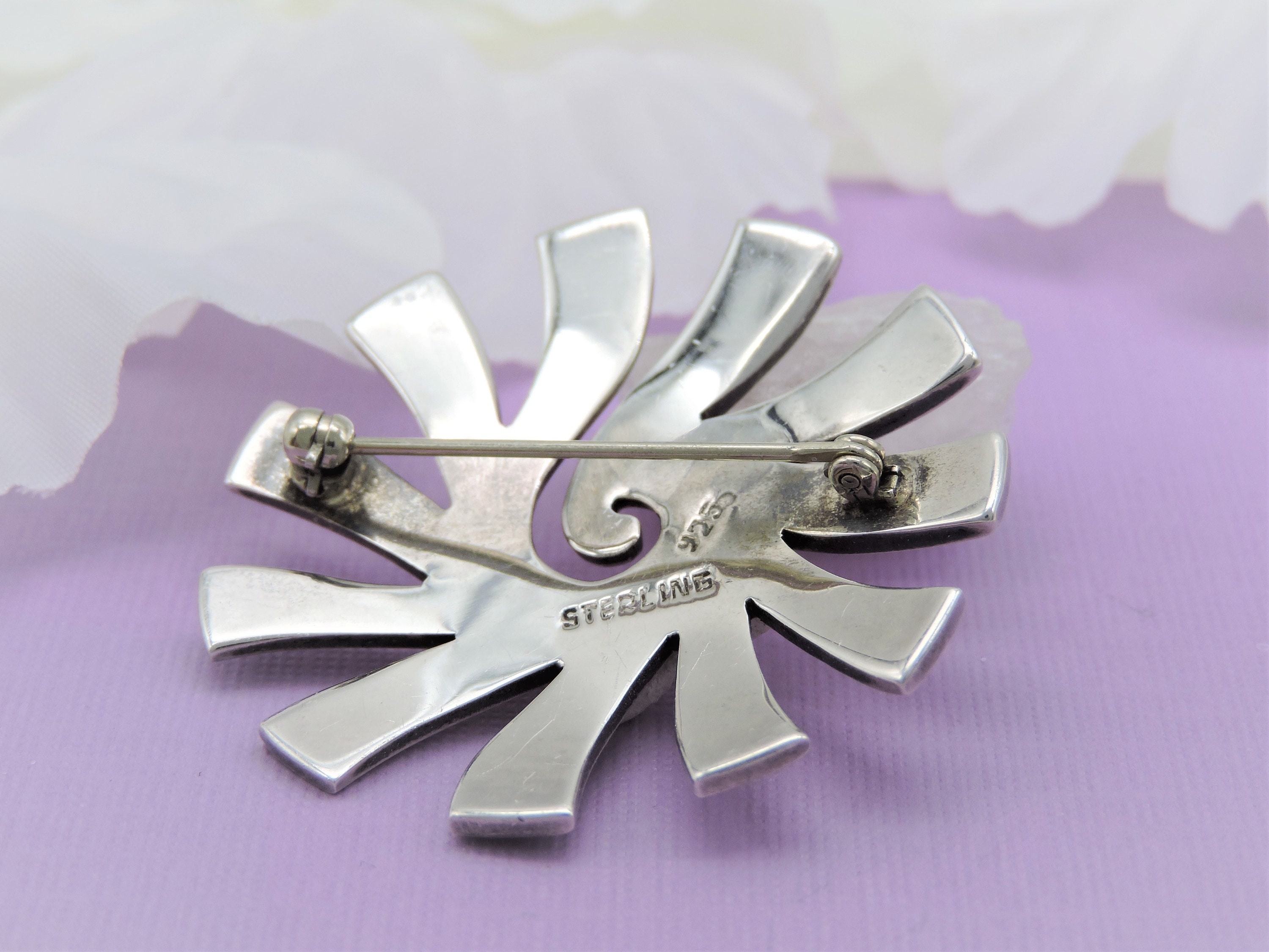 Sterling Silver Retro Style Brooch - Etsy UK