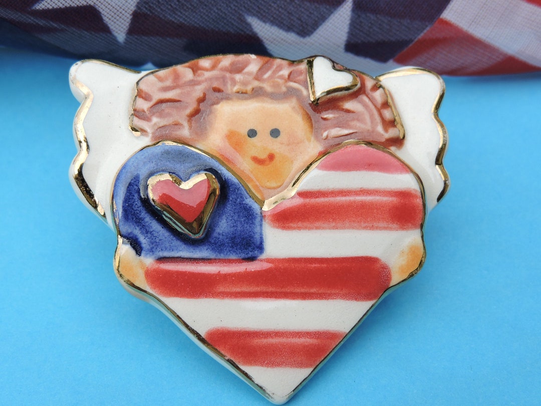Patriotic USA Heart Flag Pin - Etsy
