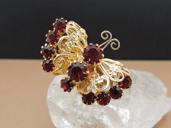 Butterfly Red Rhinestone Pin - Gem