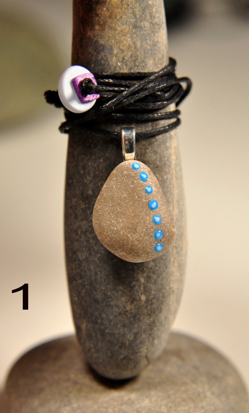 Painted pebble necklace Beach pebble necklace Beach stone | Etsy