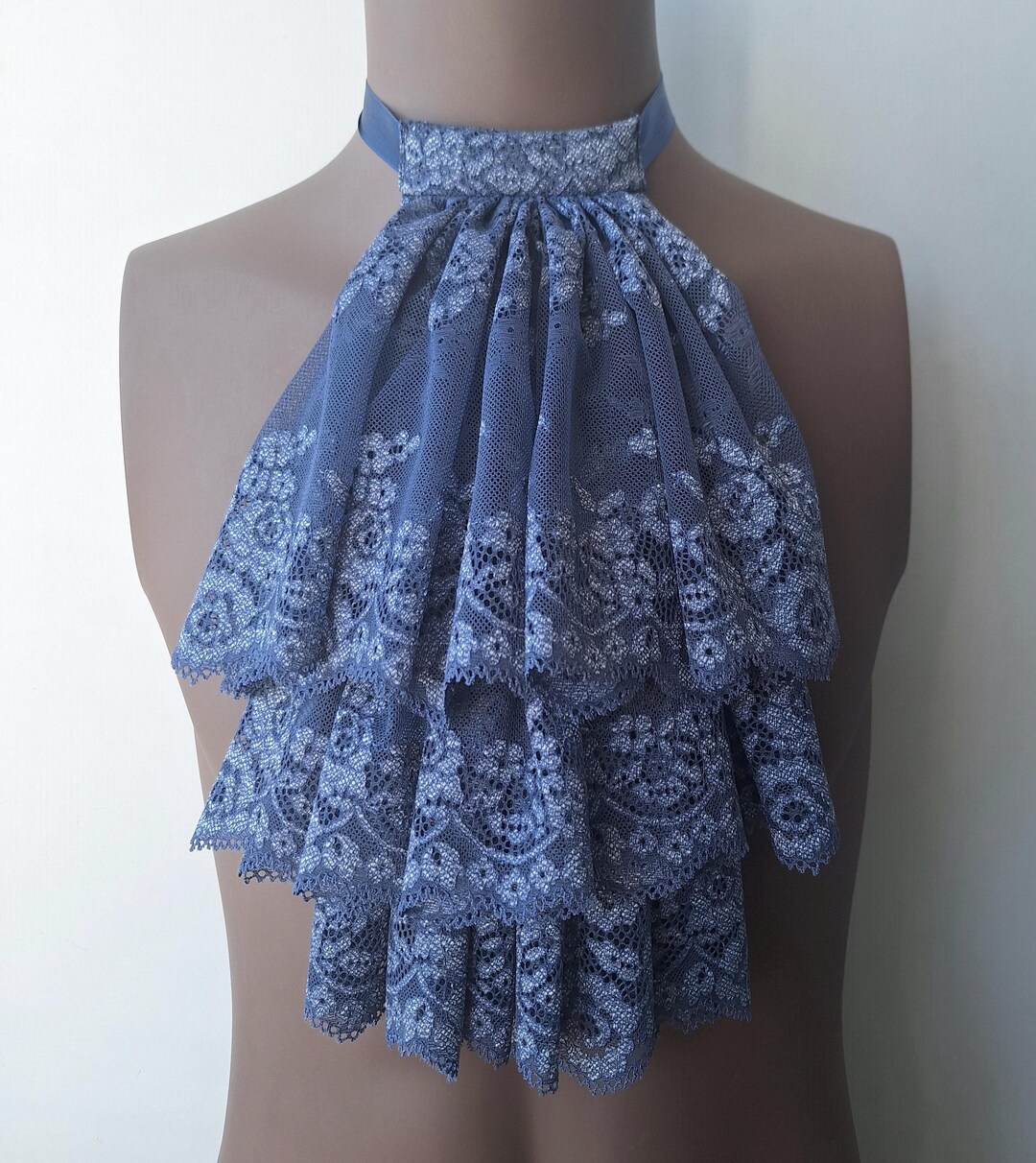 Blue Lace Jabot | Steampunk Victorian Cravat, Cosplay Collar - Etsy