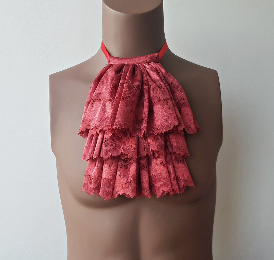 Red Brown Lace Jabot, Vampire Cosplay, Pirate Cosplay, Steampunk ...