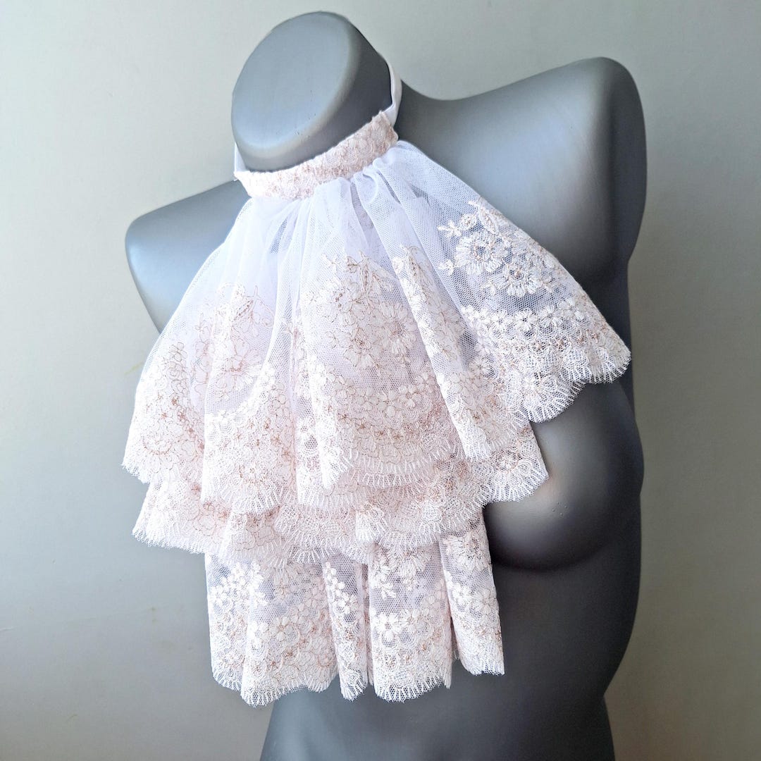 Handmade White Lace Jabot, Victorian Cravat, Costume Neck Ruffle - Etsy