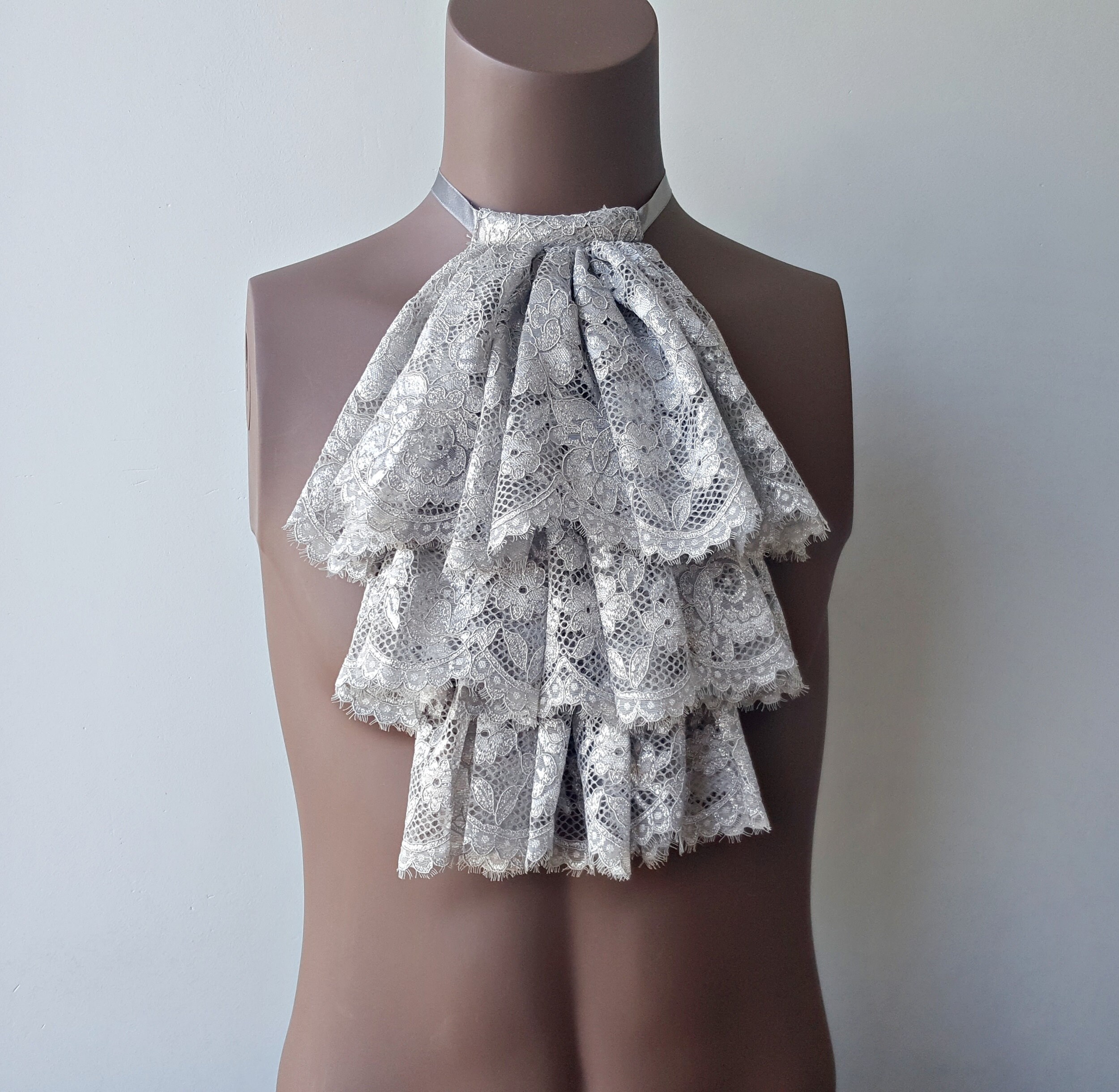 Silver Gray Lace Jabot, Vampire Cosplay, Pirate Cosplay, Steampunk ...